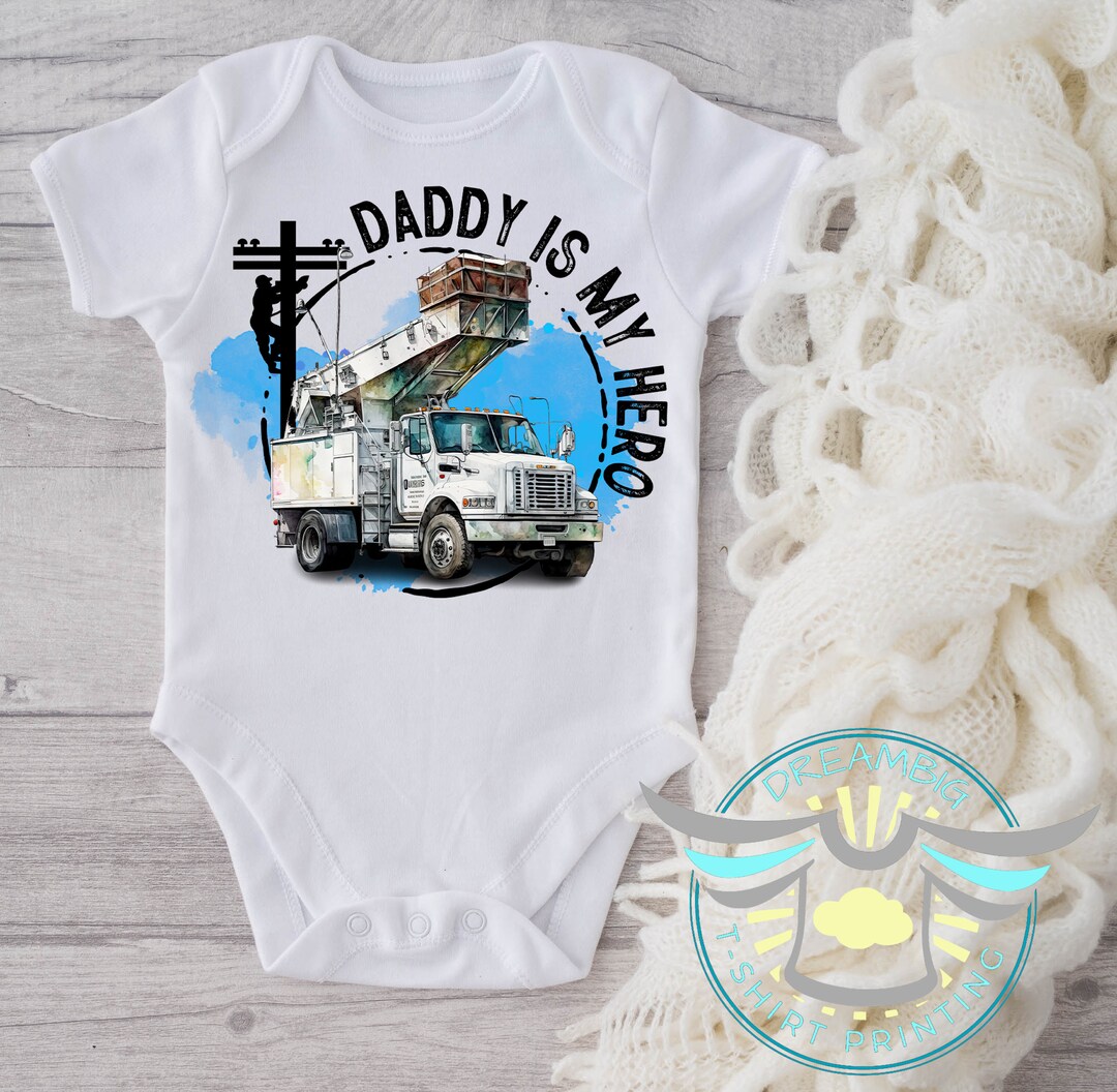 Lineman Baby Onesie® Daddy is My Hero, Electrician, Occupation, Daddy's ...
