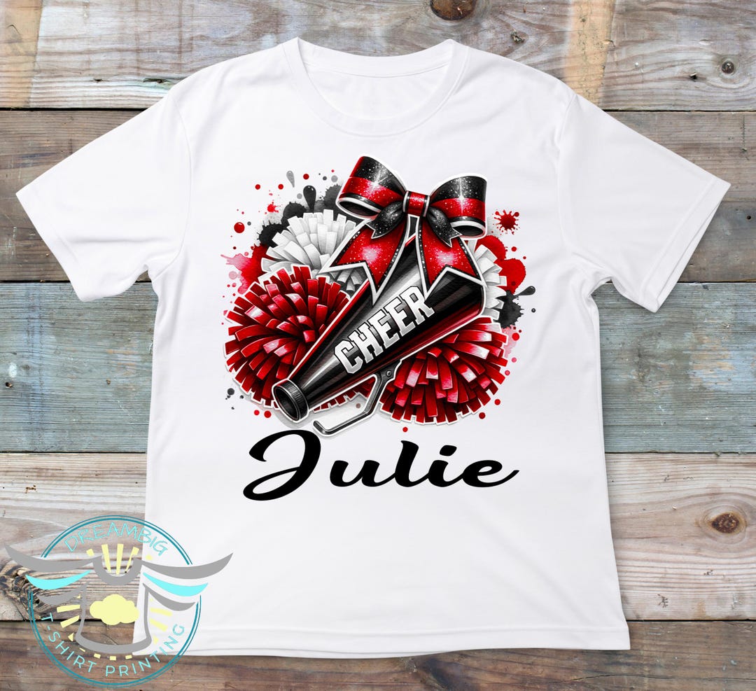Cheer Shirt, Red & Black, Personalized, Cheerleading Shirt, Cheer Squad ...