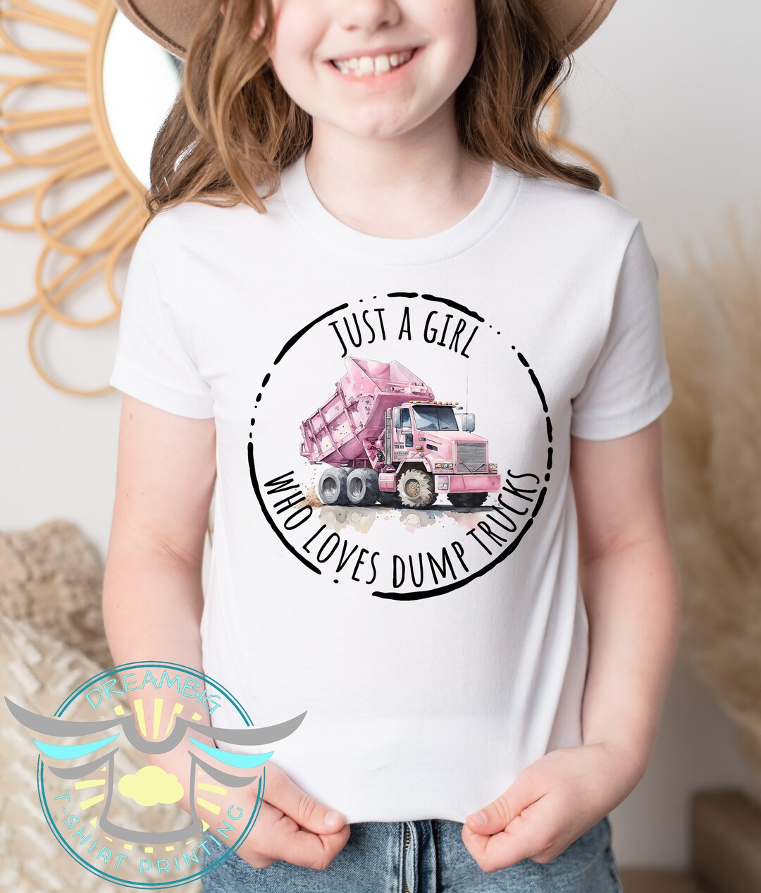Dump Truck Shirt, Just A Girl Who Loves Dump Trucks, Construction, Kids ...