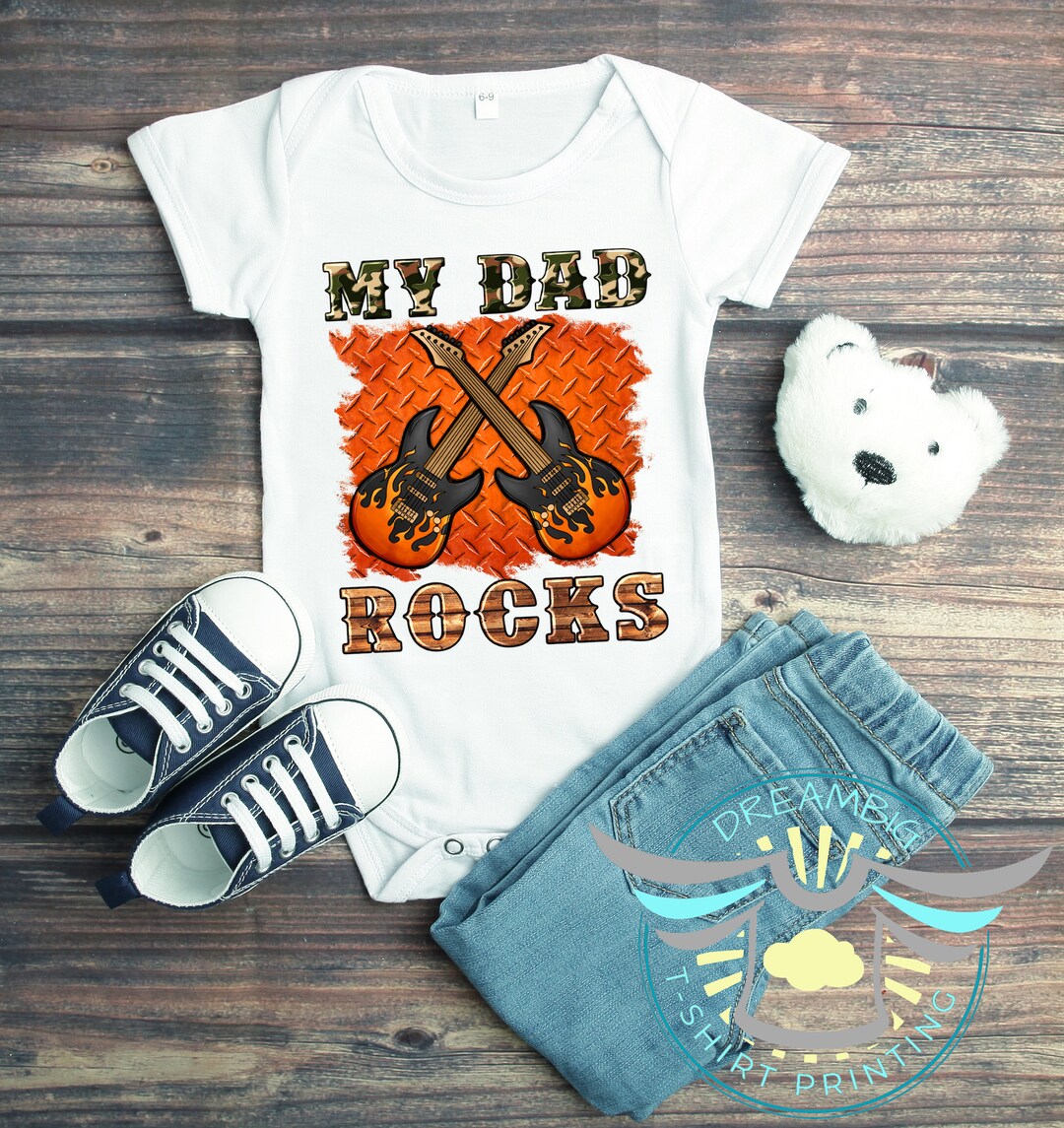My Dad Rocks Baby Onesie® Rocker Dad, Guitar Onesie® Daddy's Boy ...