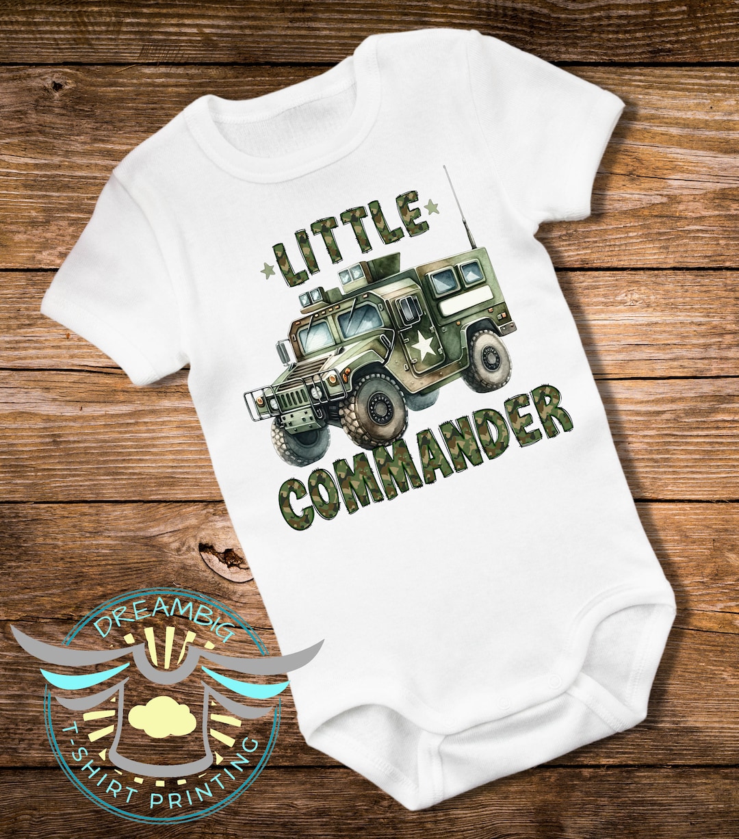 Military Kid Baby Onesie® Little Commander Baby Onesie® Combat Vehicle ...