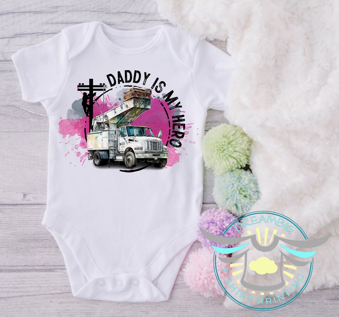 Lineman Baby Onesie® Daddy is My Hero, Electrician, Occupation, Daddy's ...