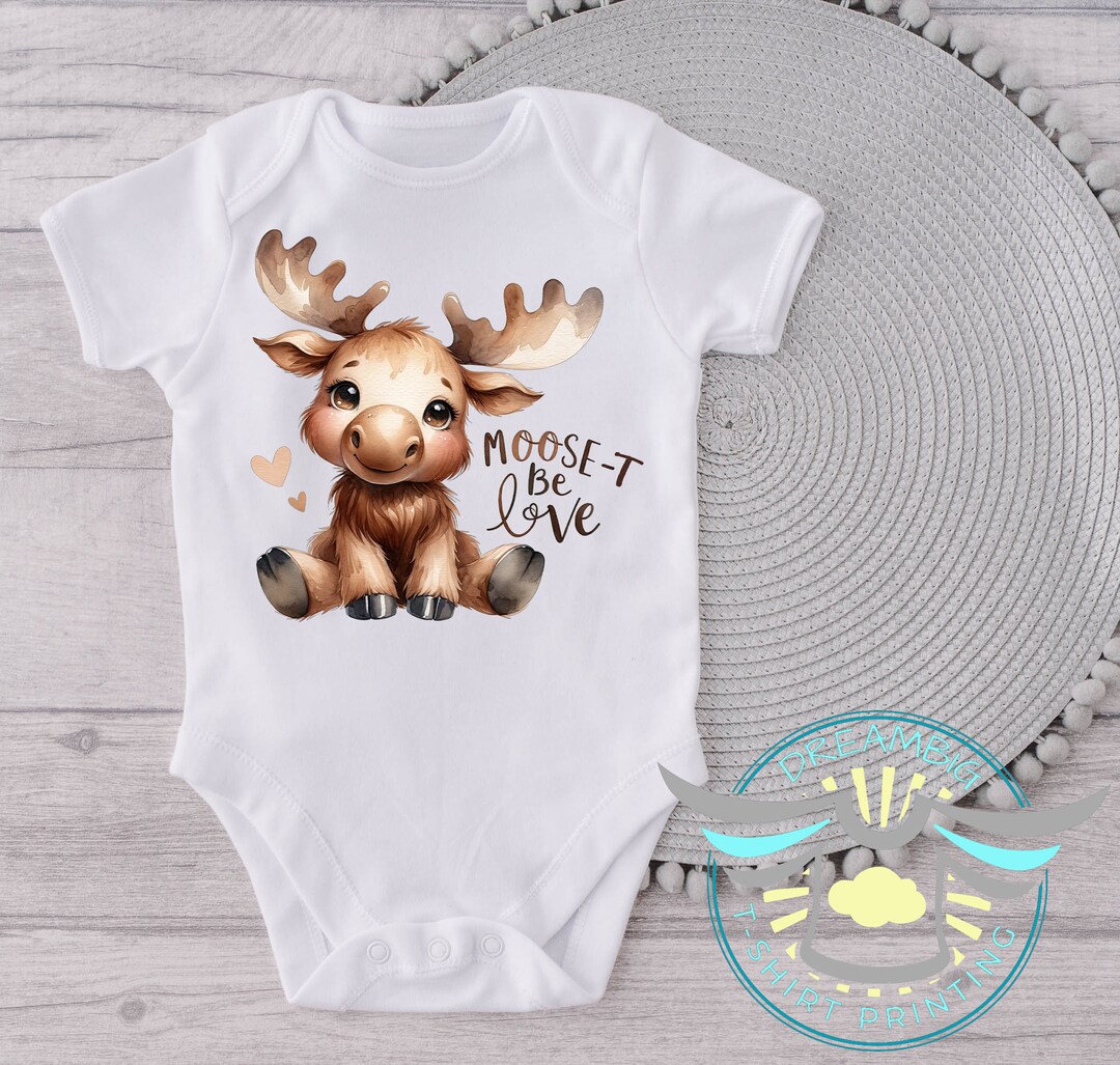Moose-t Be Love Baby Onesie® Moose Cute Baby Onesie® Baby Animal Outfit ...