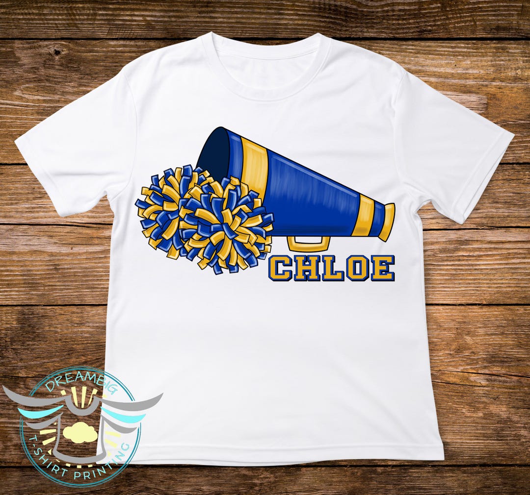 Cheer Shirt, Blue & Gold, Personalized, Cheerleading Shirt, Cheer Squad ...