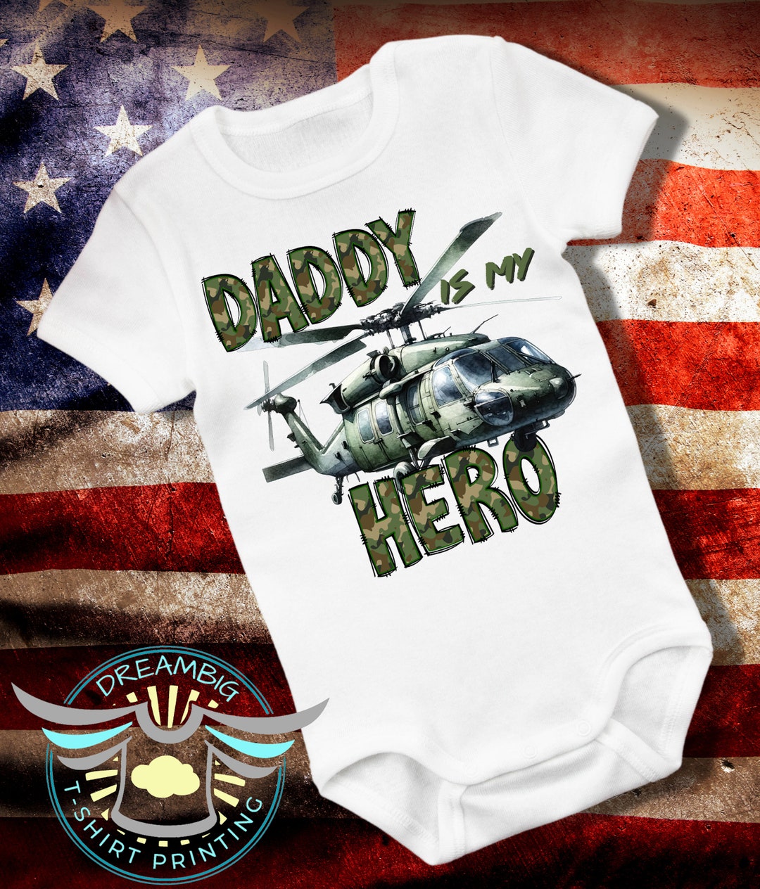 Military Helicopter Baby Onesie® Daddy is My Hero, Helicopter, Pilot ...