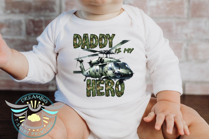 Military Helicopter Baby Onesie® Daddy is My Hero, Helicopter, Pilot ...