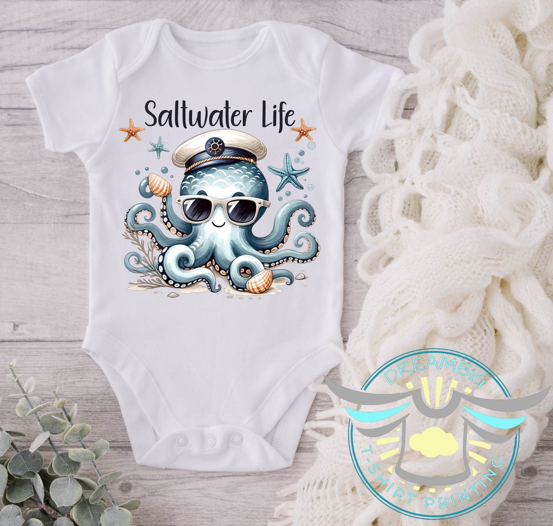 Saltwater Life Octopus Baby Bodysuit, Saltwater Life, Cute Octopus ...