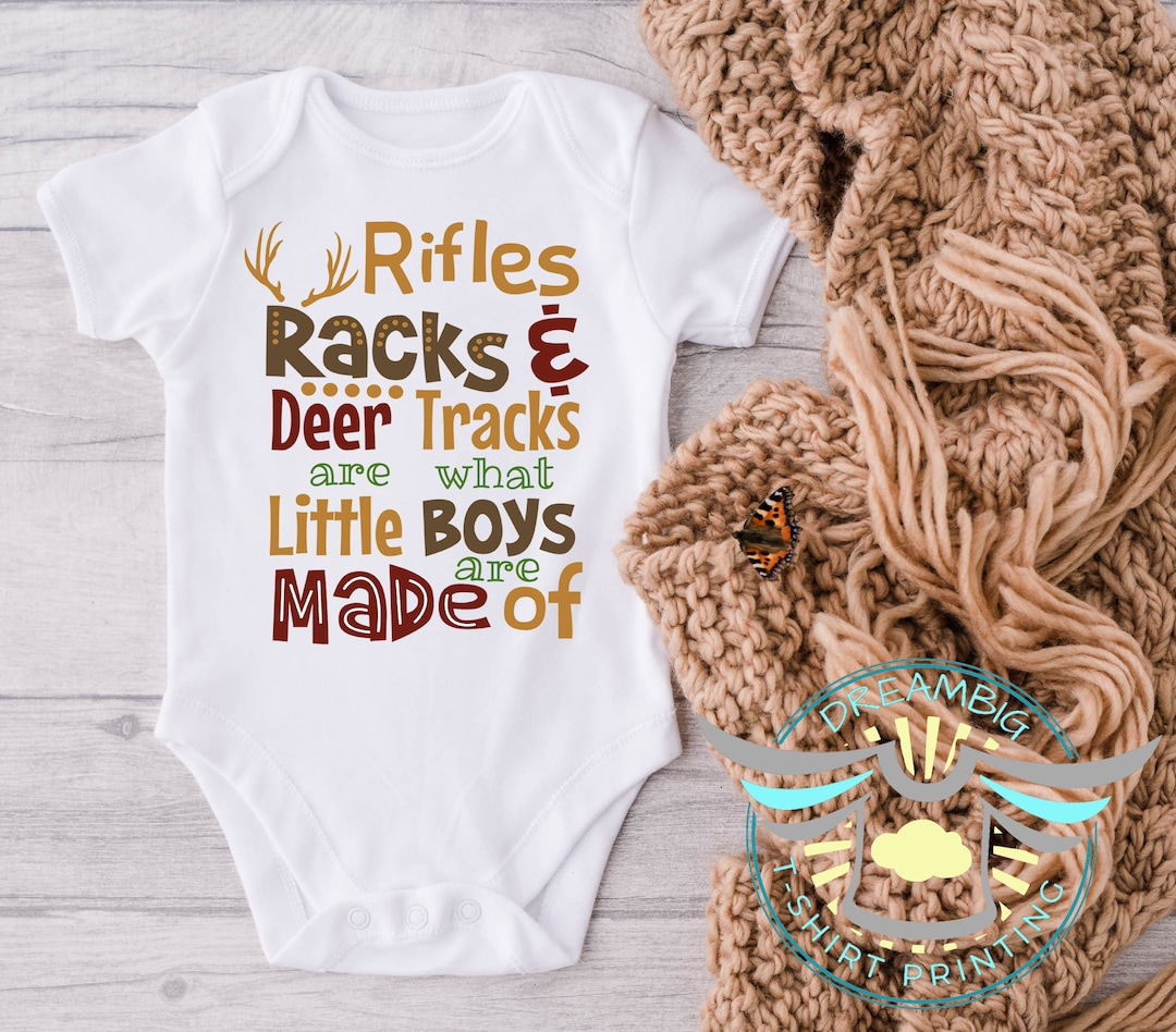 Deer Hunter Baby Onesie® Rifles Racks & Deer Tracks, Cute Boy Onesie ...