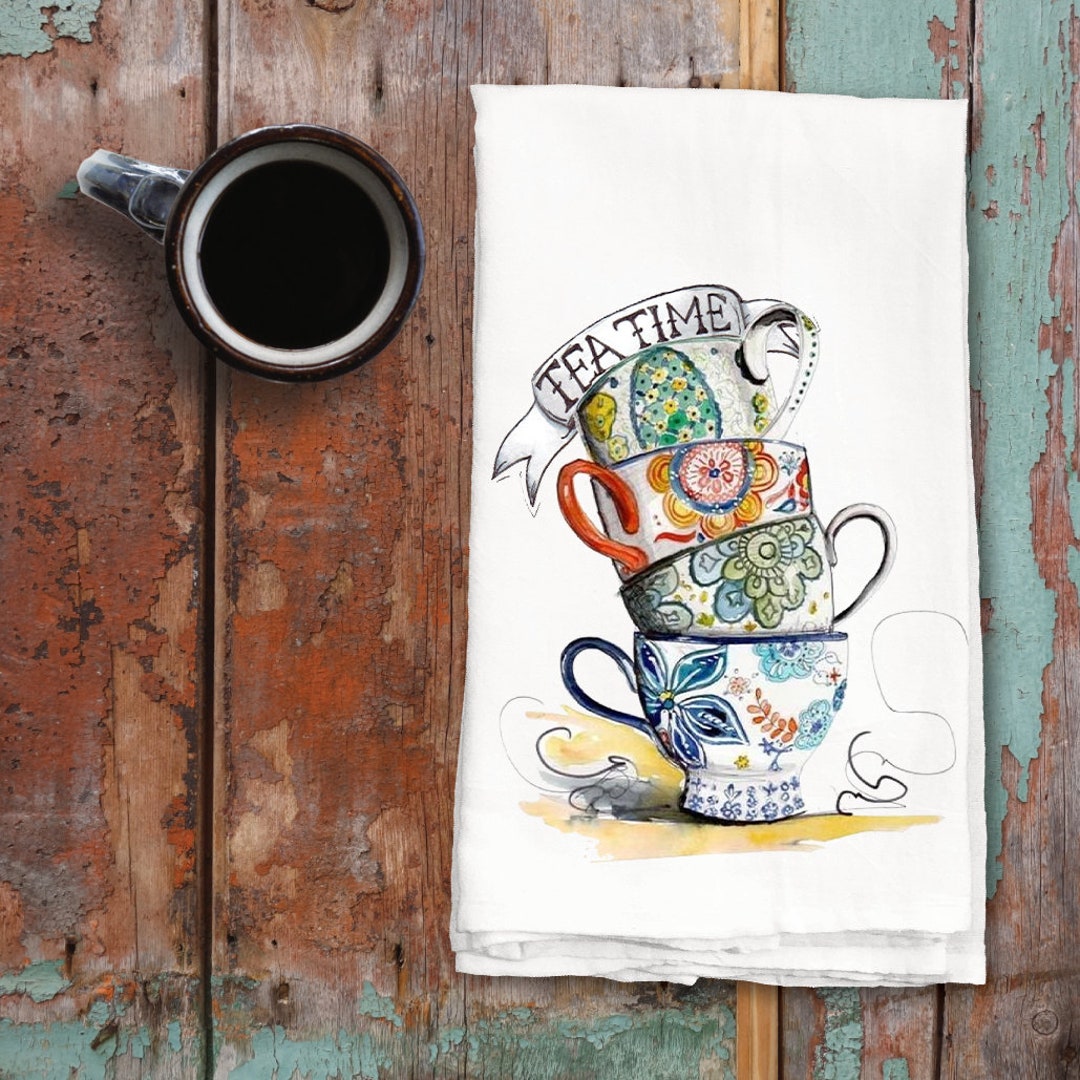 Tea Towel, Tea Time, Kitchen Towel, Dish Towel, House Warming Gift ...