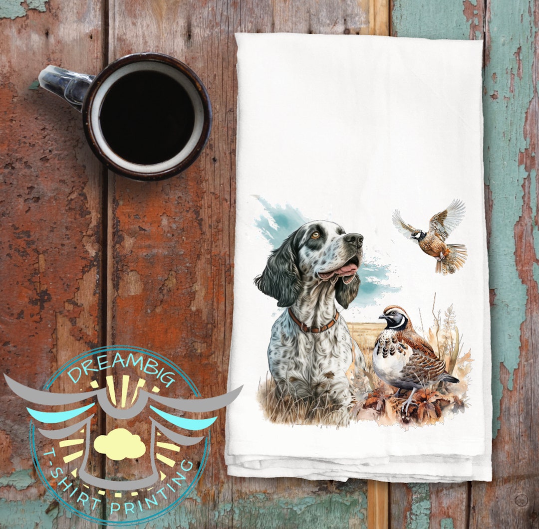 English Setter Kitchen Towel, Dog Tea Towel, Hunting Dog, Quail Hunting ...