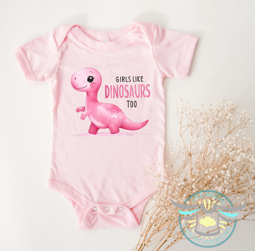 Girls Like Dinosaurs Too Baby Onesie® Dinosaur Baby Onesie® Baby Shower ...
