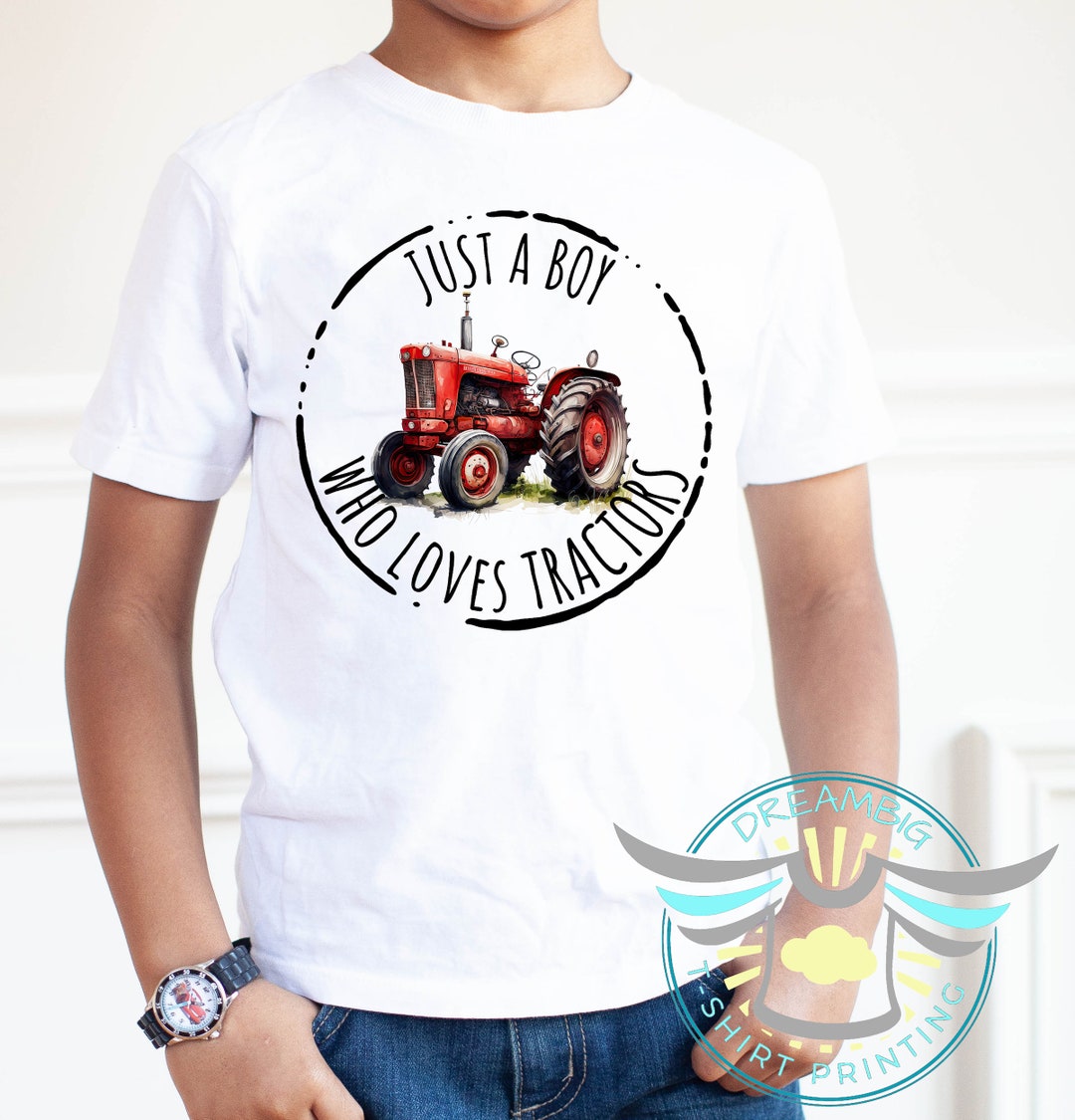 Just A Boy Who Loves Tractors, Red Tractor Shirt, Harvest Season, Future Farmer, Tractor Lover ...
