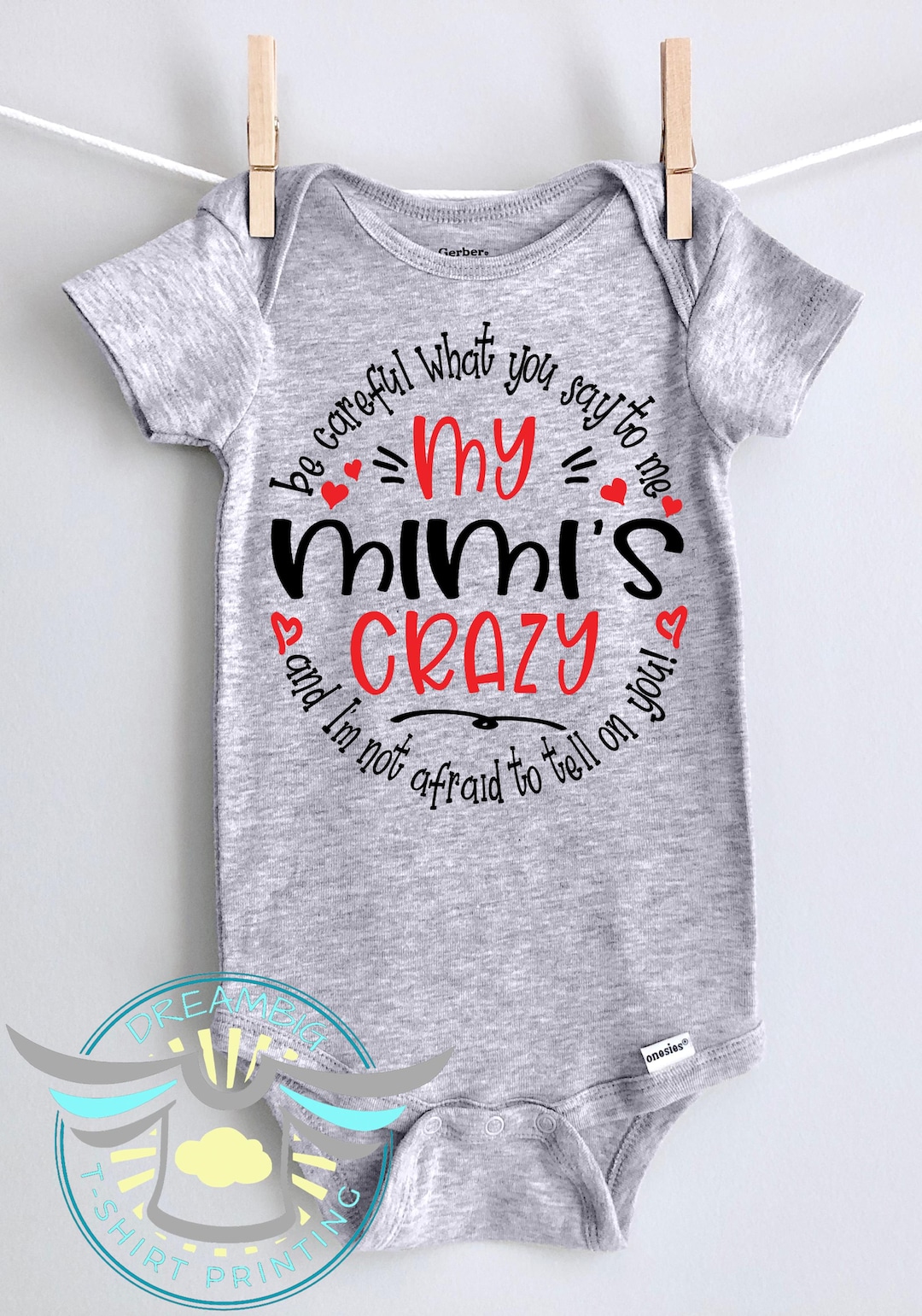 My Mimi's Crazy Baby Onesie® Mimi Baby Onesie® Baby Shower Gift, Cute ...