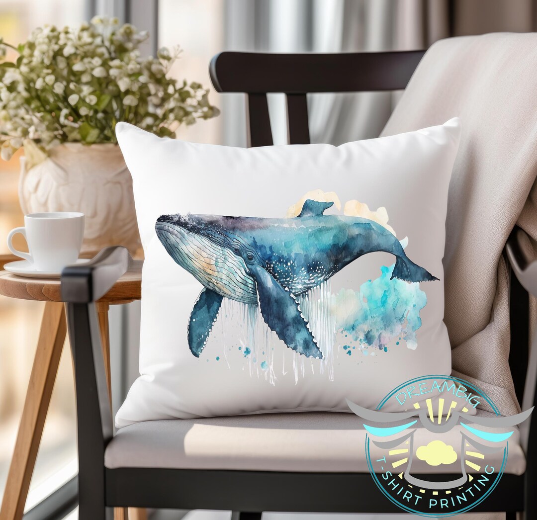 Whale Throw Pillow, Blue Whale, Ocean Theme Pillow, Whale Home Decor ...