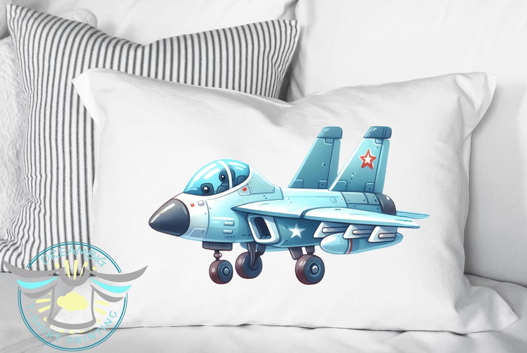 Fighter Jet Cartoon Pillowcase, Personalized, Military Jet Bedding ...