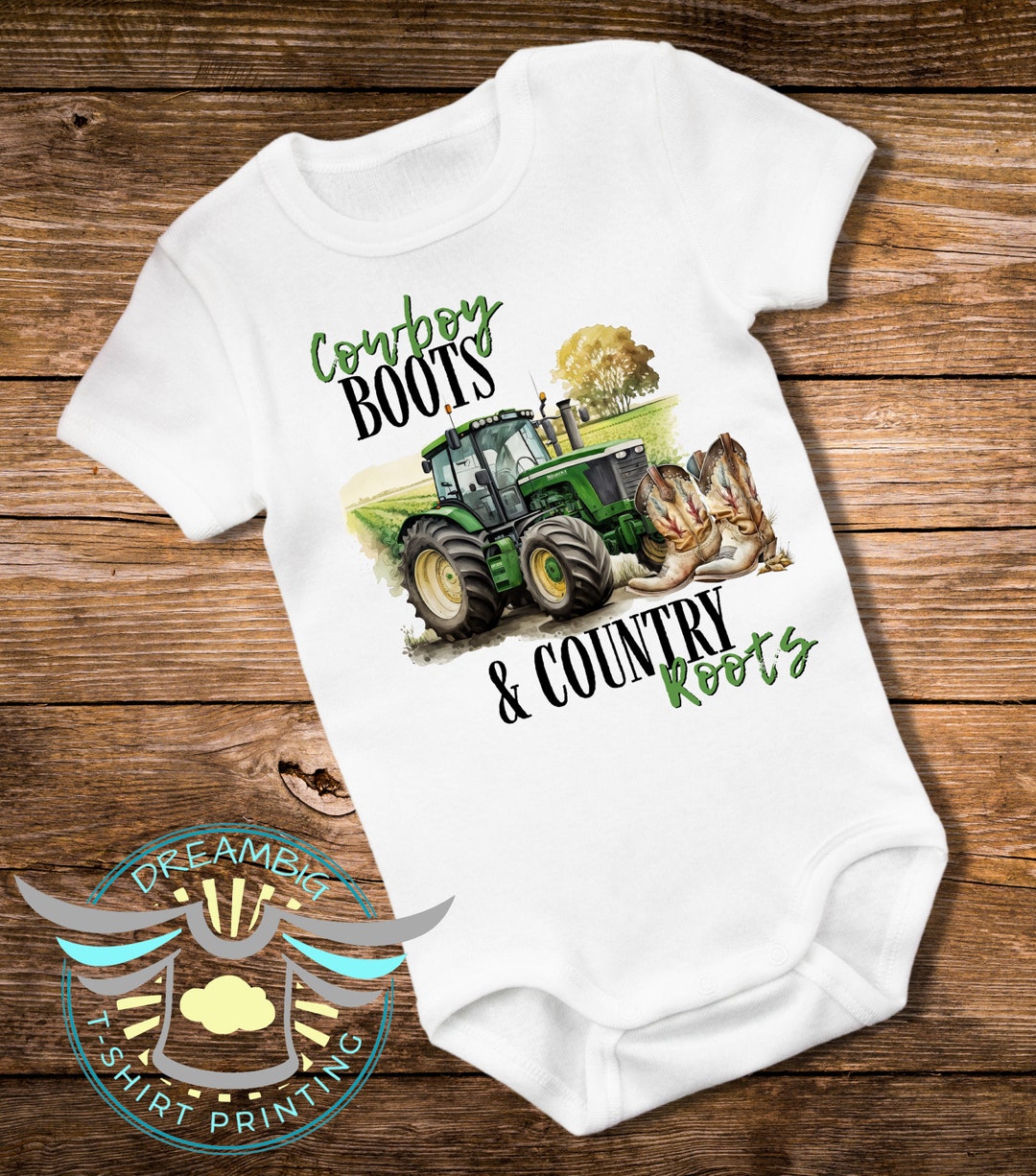 Cowboy Boots & Country Roots Baby Bodysuit, Farm Boy, Farmer, Farm ...