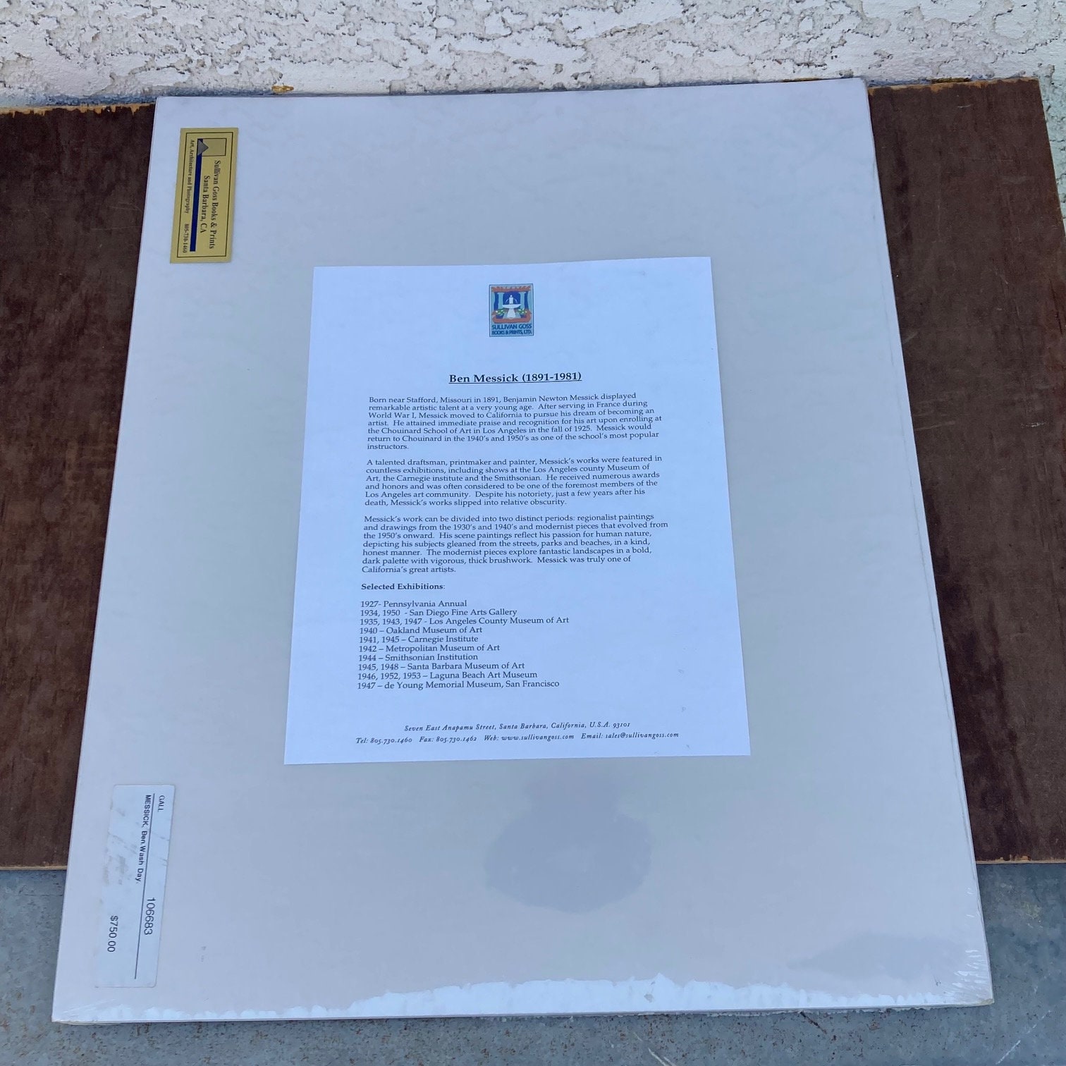 Rare Signed Original Ben Messick Lithograph "Wash Day", Vintage 1940s Drawing Print, Californian ...