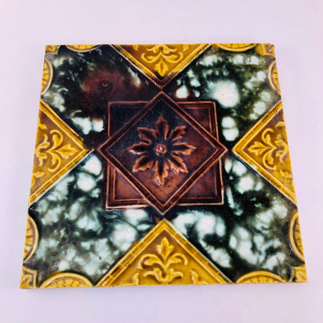 Antique Victorian Tile: Embossed English Tile, Home Decor - Etsy