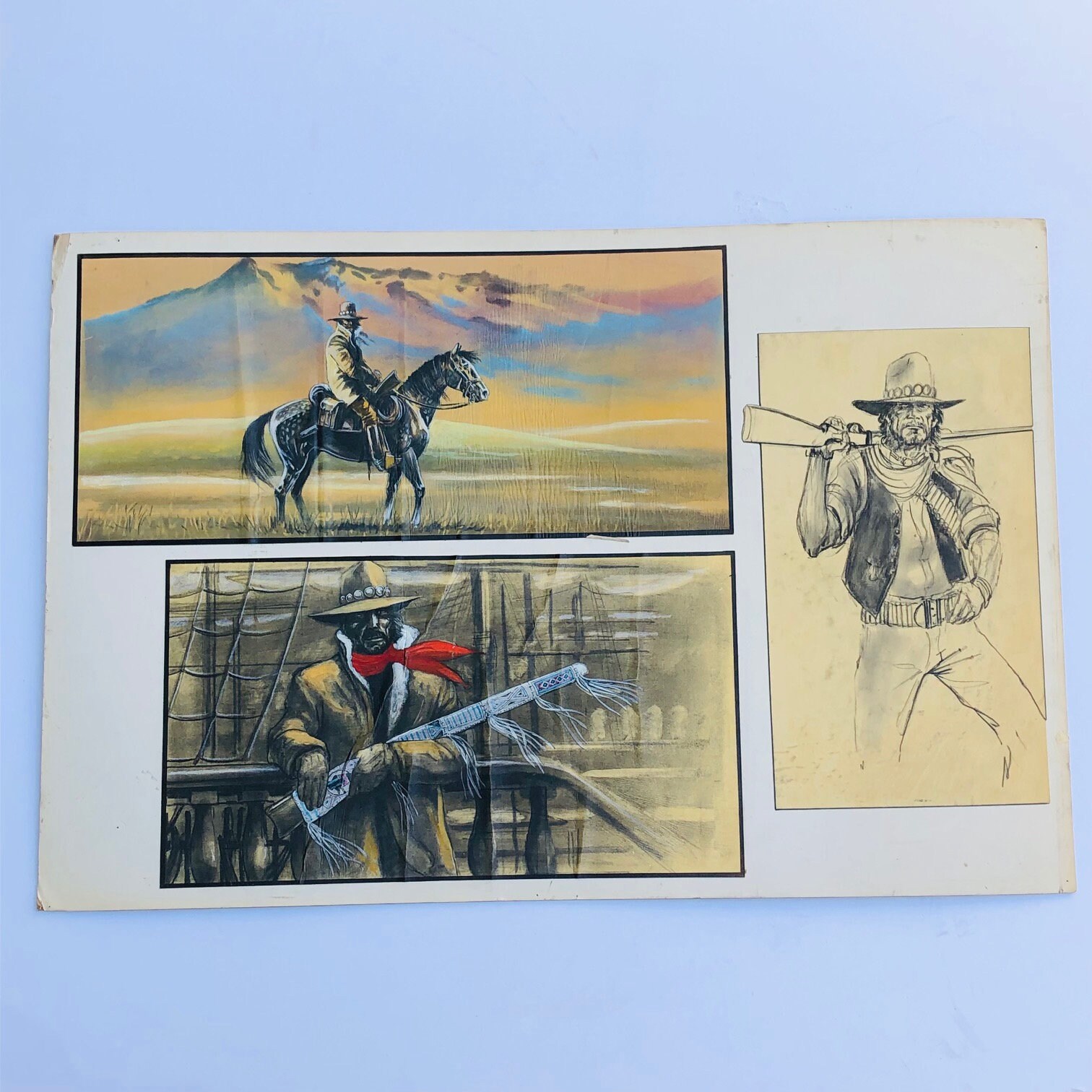 Original Cowboy Western Storyboard Art Signed Nikita Knatz - Etsy