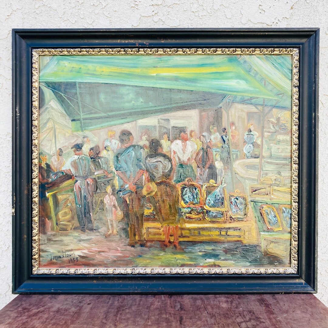 Durand Louis Original Signed Oil Painting "marché Aux Poissons Nice ...