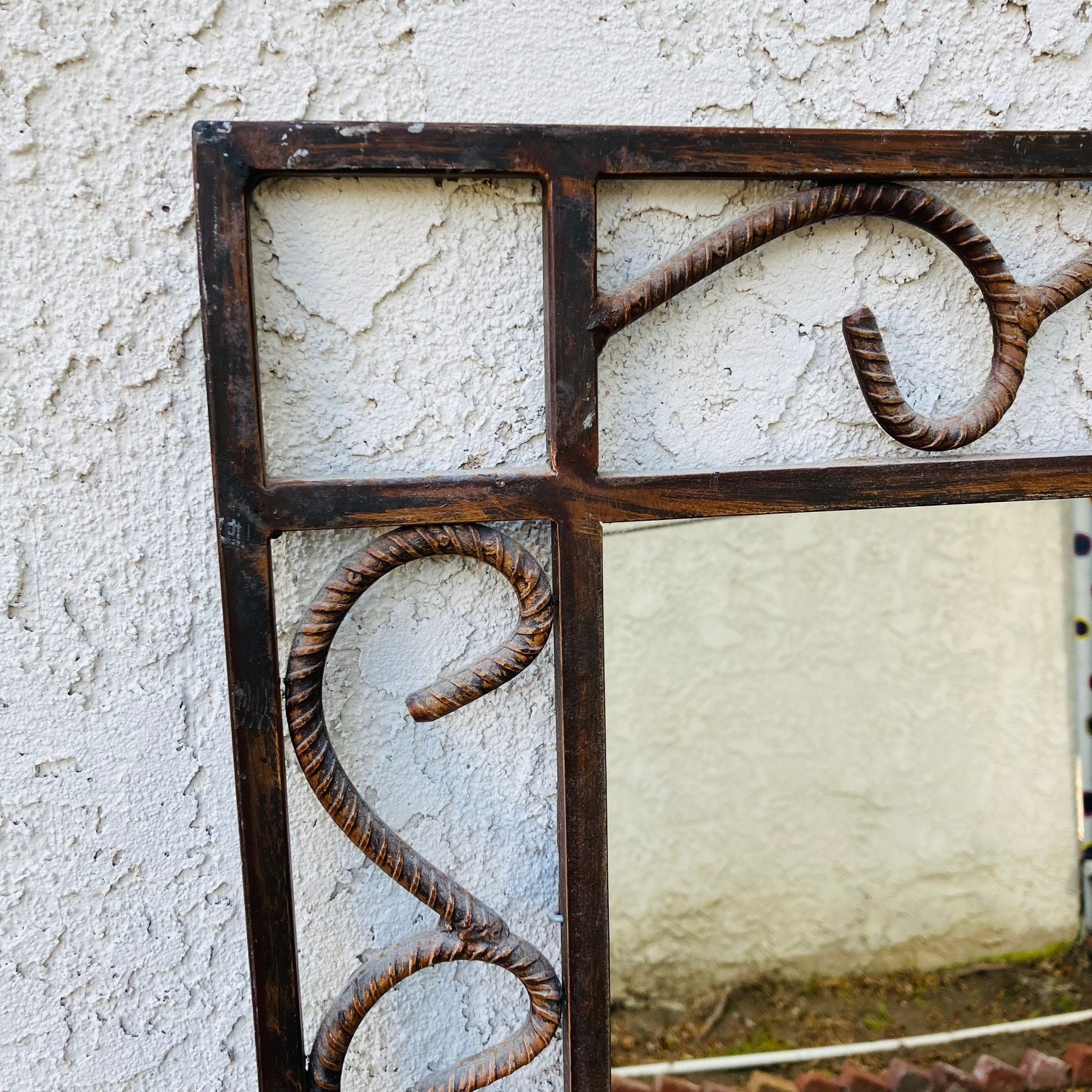Large Vintage Wrought Iron Framed Mirror Approx 32 X 28 Inch - Etsy