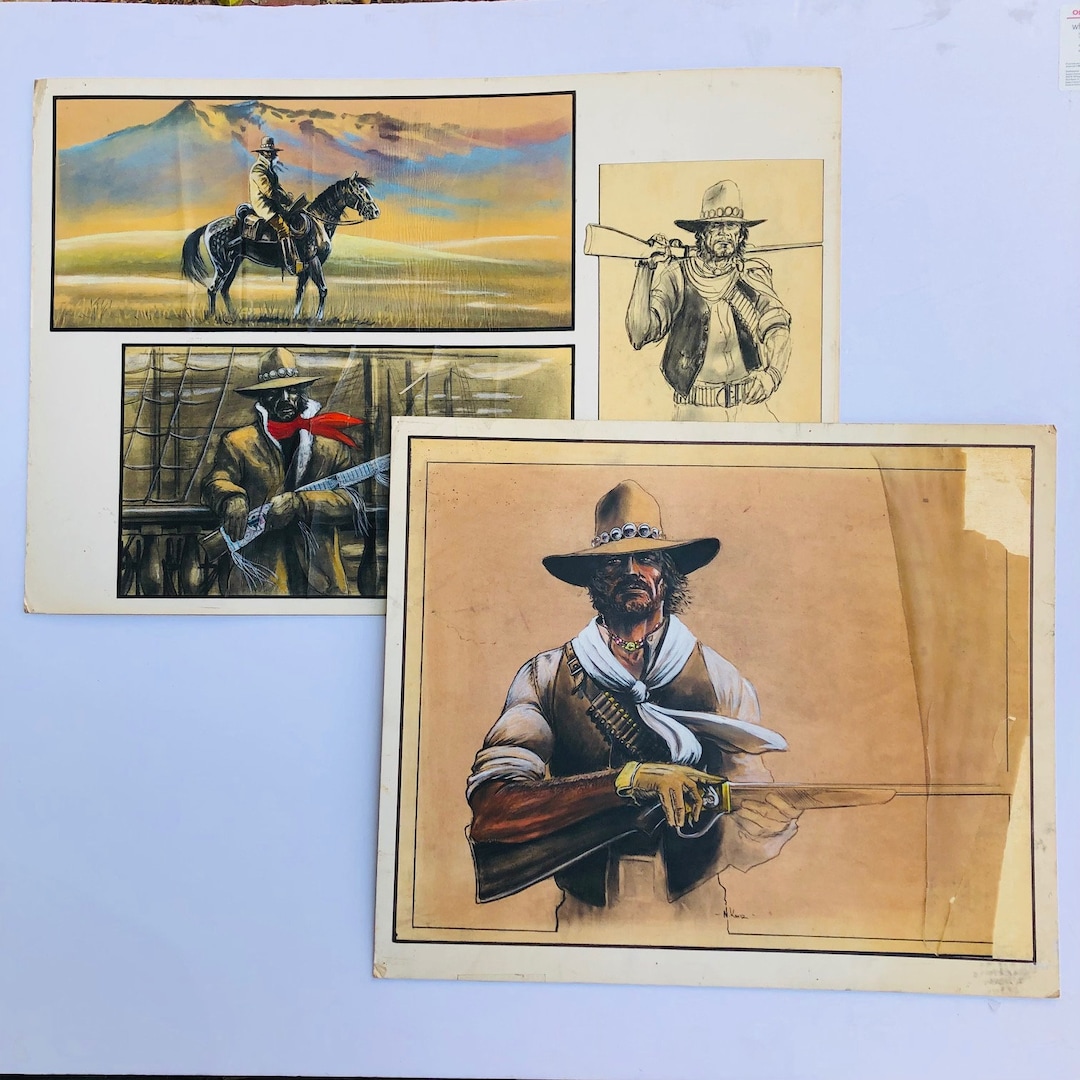 Original Cowboy Western Storyboard Art, Signed Nikita Knatz ...