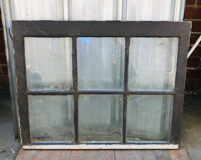 Vintage Wood Window Frame With Glass, 6 Pane Architectural Salvage ...