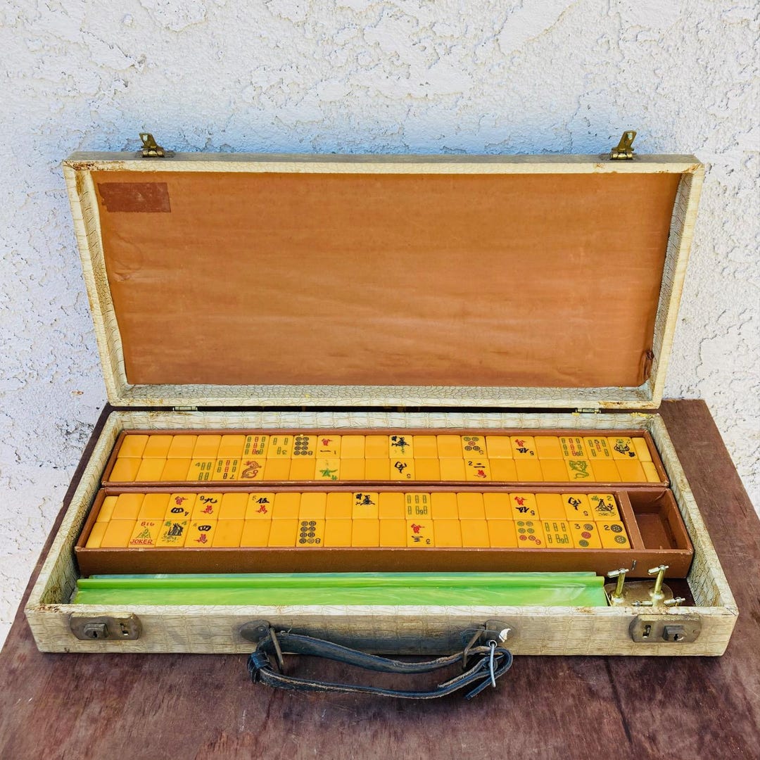 Mid Century Mah Jong Set With 164 Pieces, Vintage Mahjong Mah Jongg ...