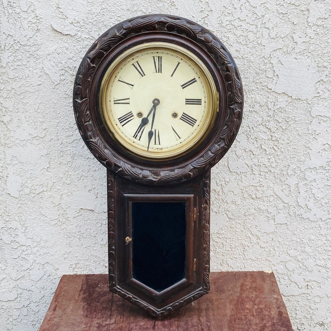 Vintage Regulator Wall Clock, Mid Century Hanging Clock, Time and Strike Gong, Retro Decor, NOT ...