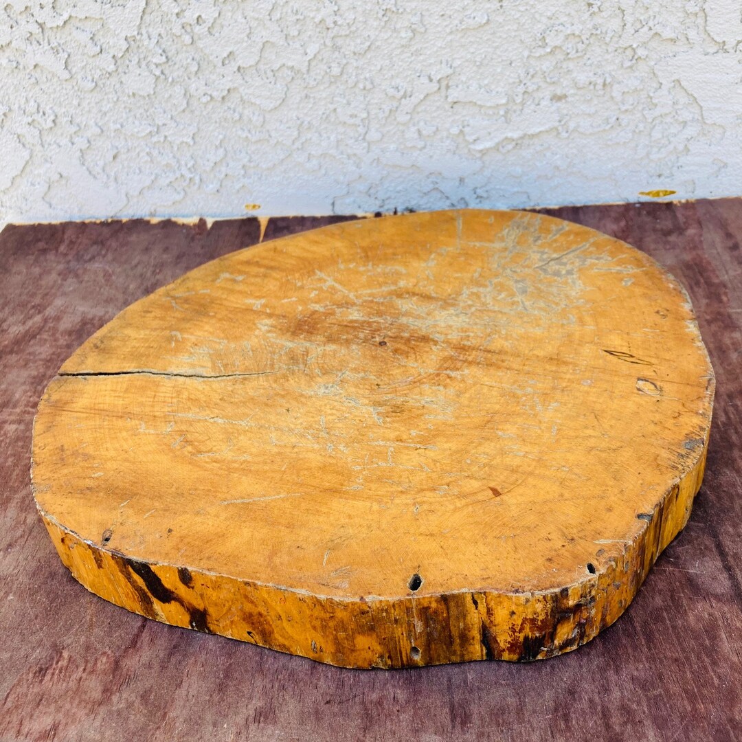 Vintage Wood Slice Cutting Board, Rustic Wood Block, Wooden Slab ...