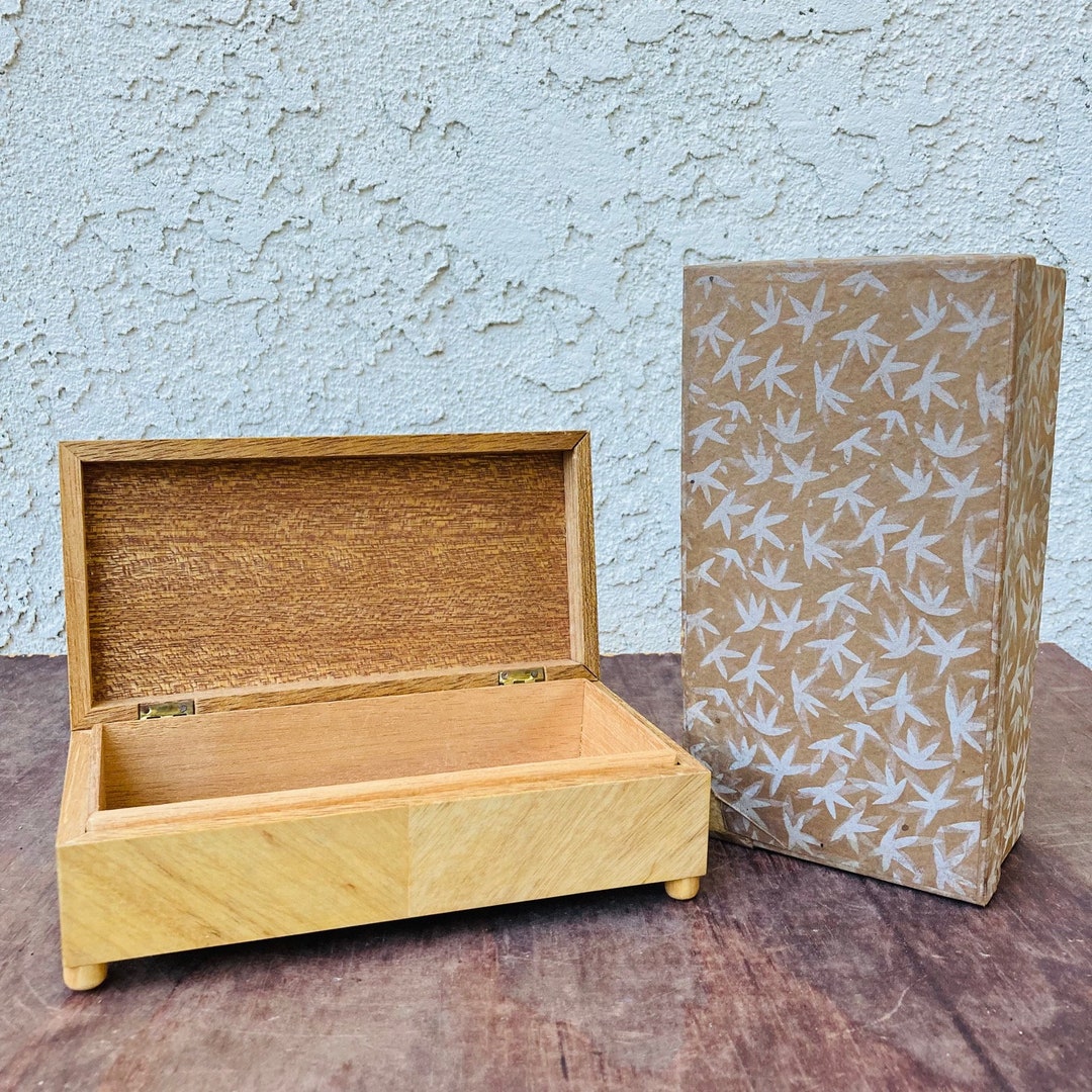 Vintage 1930s Japanese Wooden Trinket Box, Vintage Desk Storage ...