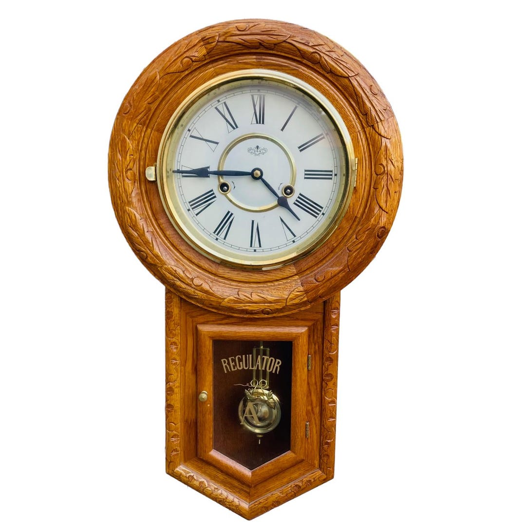 Vintage D and A Regulator Wall Clock, Wooden Hanging Pendulum Clock ...