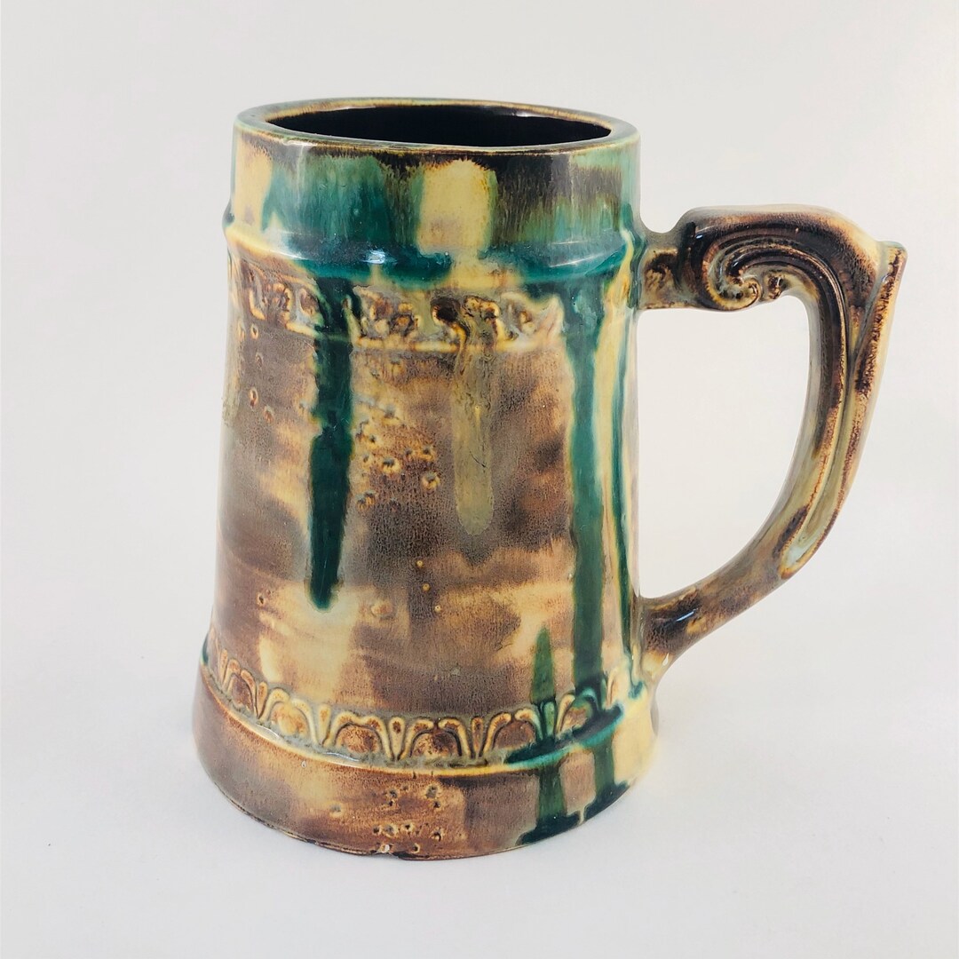 Vintage Tankard, Earthenware Pottery Tankard, Handmade, Oversize Mug ...
