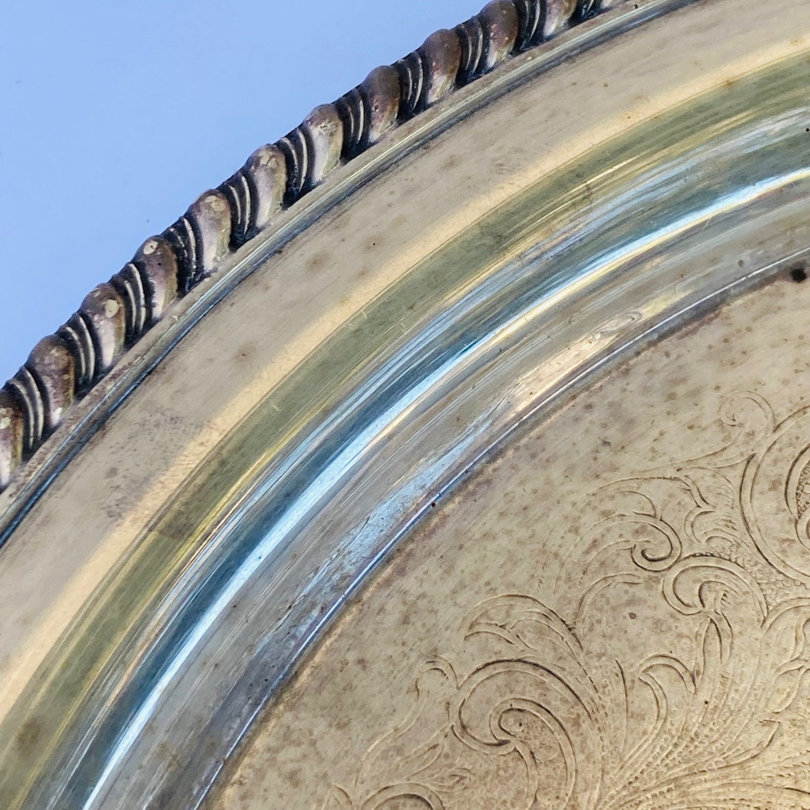 Large Round Vintage Silver Plate Platter, 13 Diameter Tray, Sheridan ...