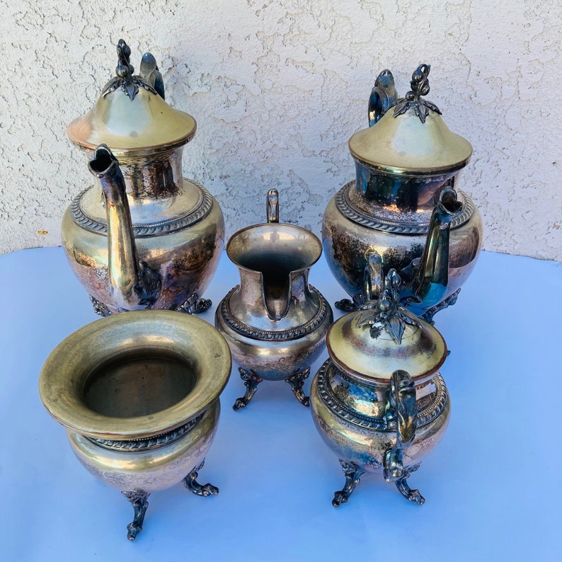 1930s Goldfeder Silver on Copper Tea Set: Antique 5 Piece Coffee Set - Etsy