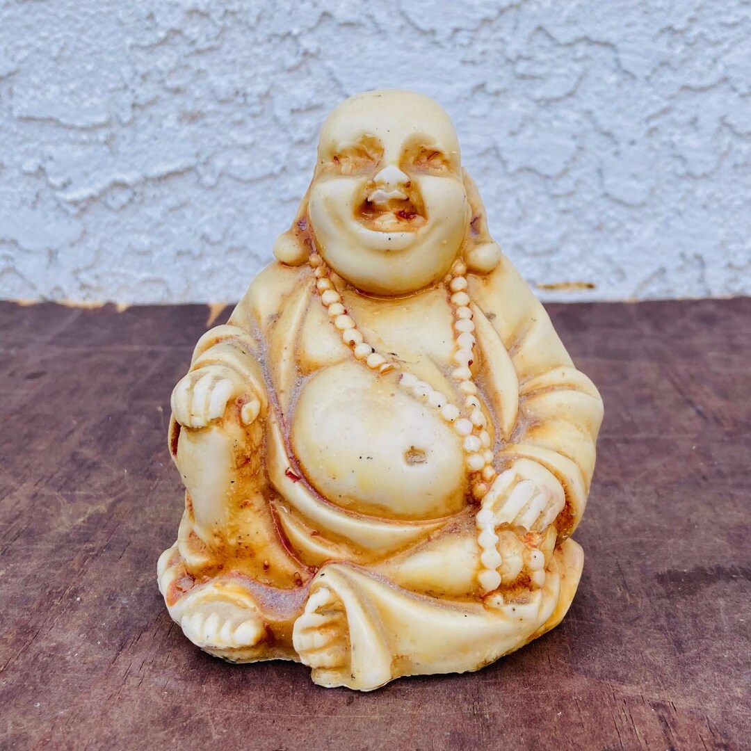 Vintage Laughing Buddha Statue, Detailed Buddha Paperweight Figurine ...