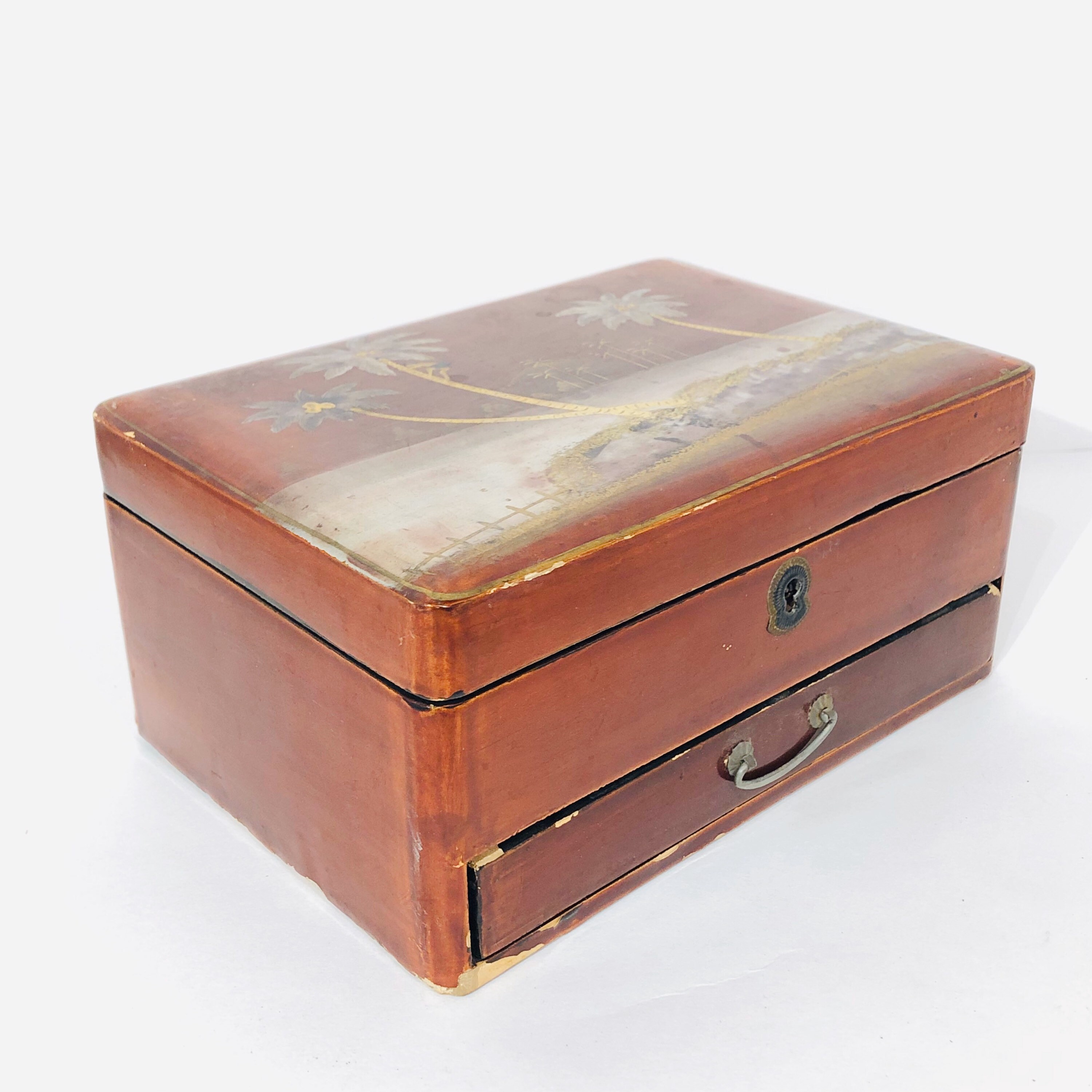 Vintage Japanese Small Lacquered Jewelry Box Decorated With - Etsy