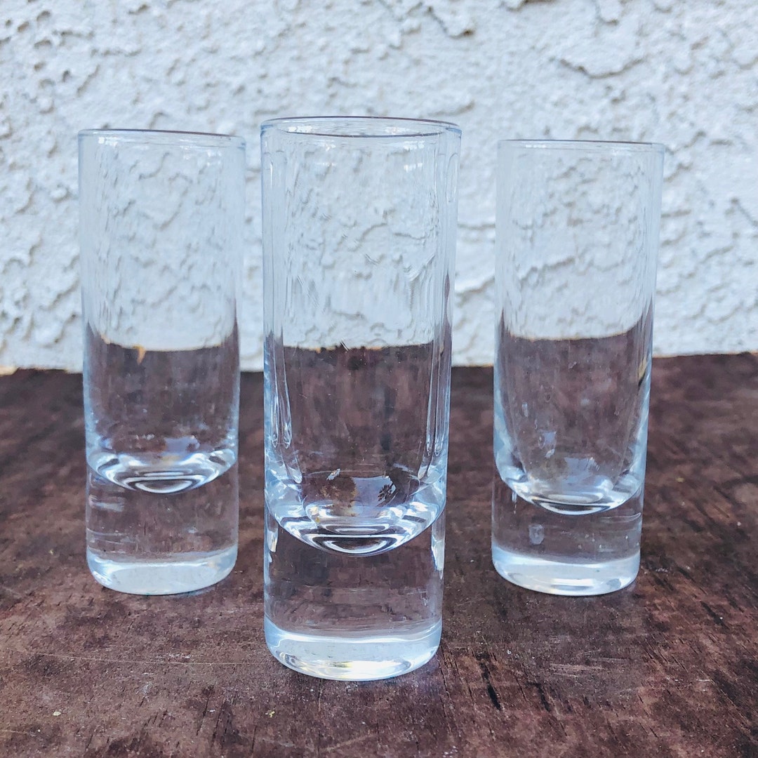 3 Vintage Clear Glass Shot Glasses, 4 1/8 Inches Tall, Set of Three ...