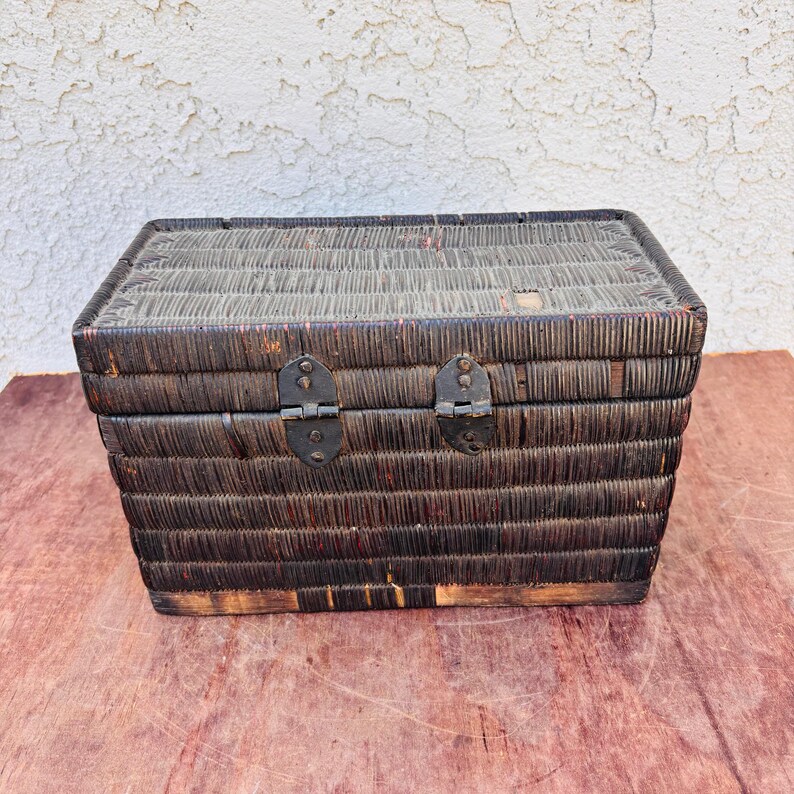Antique Rattan Box With Lid for Storage #JW0481 - Etsy