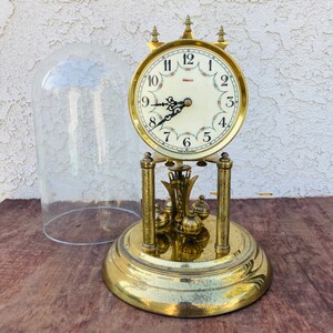 Vintage Heco German Glass Dome Clock, Mantel Clock Made in Germany ...