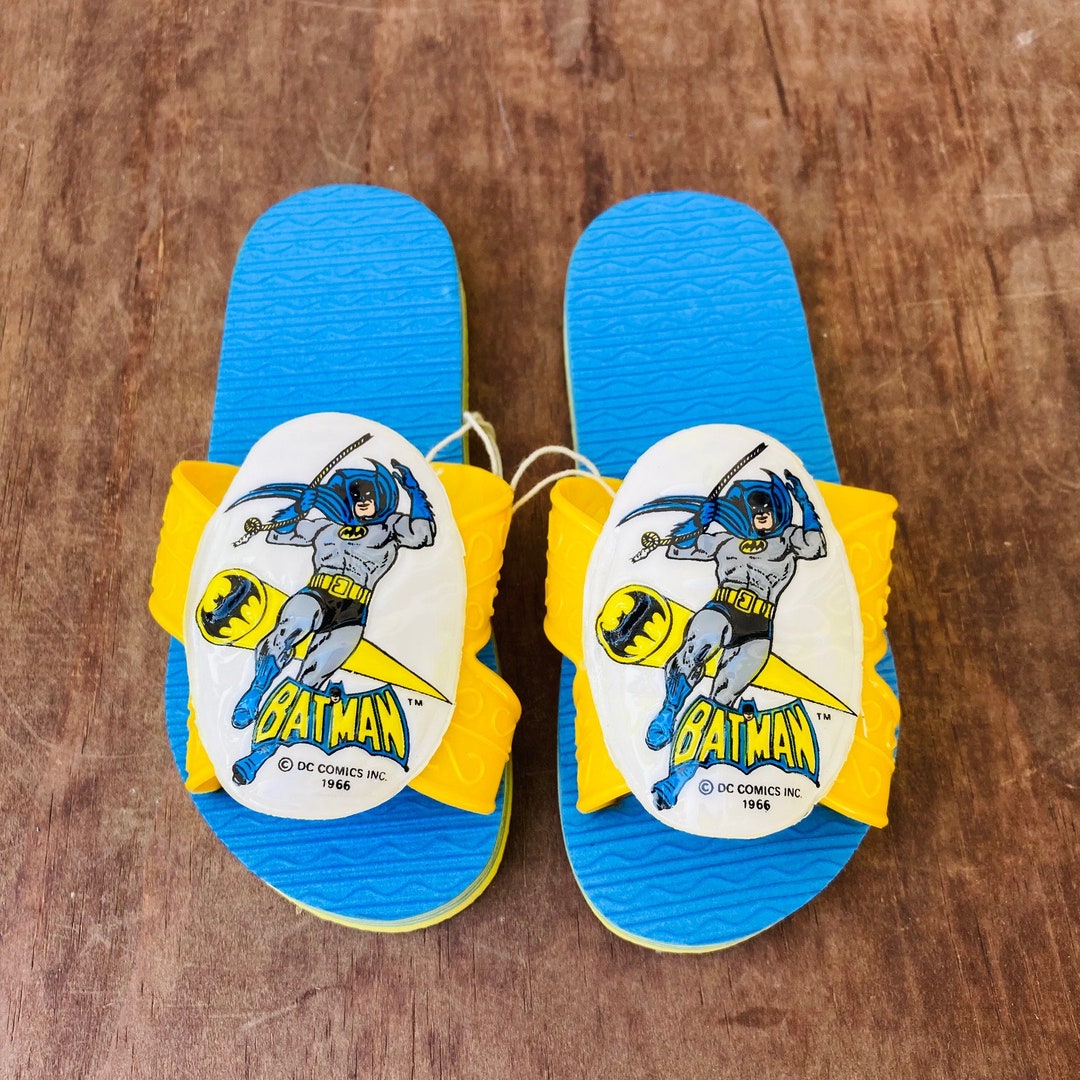 1960s Vintage Kids Batman Flip Flops Size 8-10 Child, DC Comics Retro ...