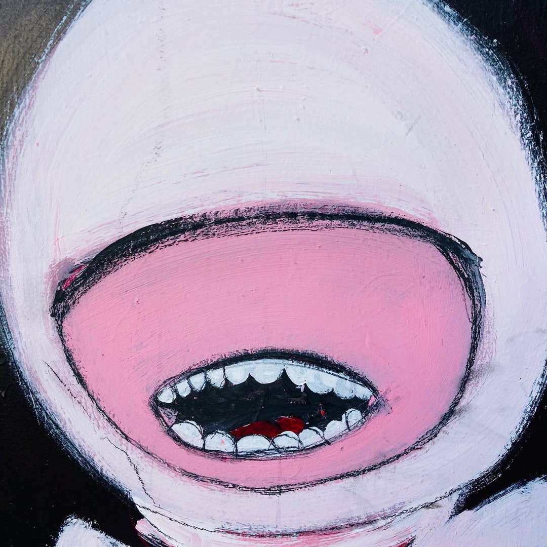 Original Painting A Face With No Eyes, Contemporary Scary Art, Weird ...