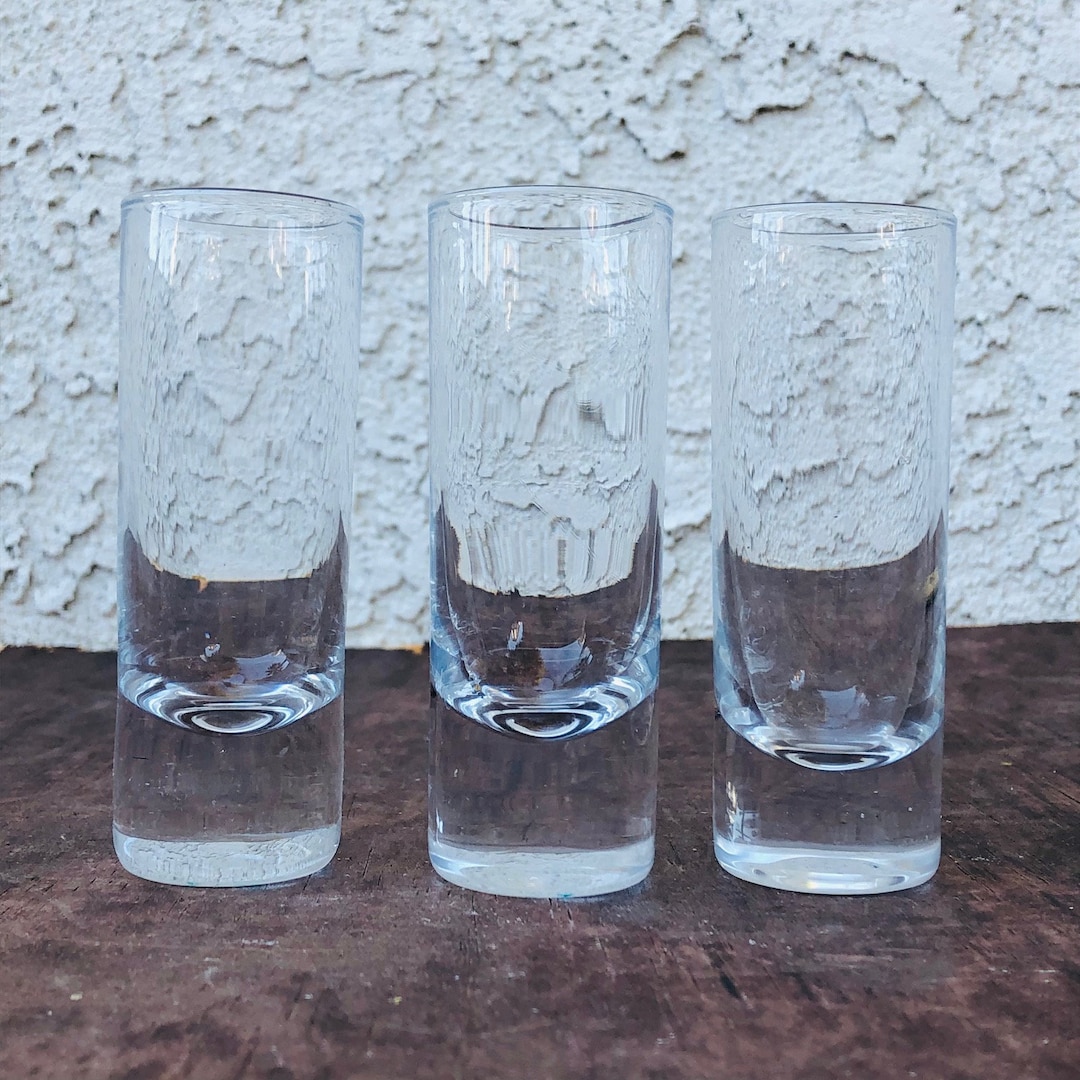 3 Vintage Double Shot Glasses, 4 1/8 Inches Tall Clear Glass, Set of ...