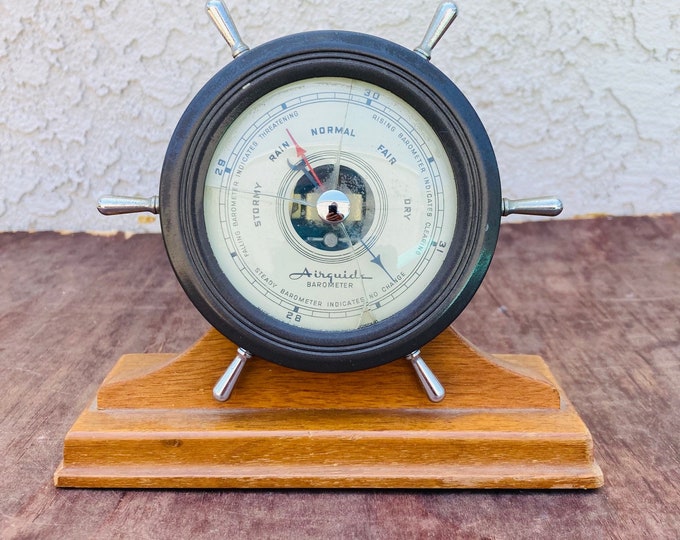 Mid Century Airguide Barometer, Vintage Ships Wheel Barometer, Retro ...