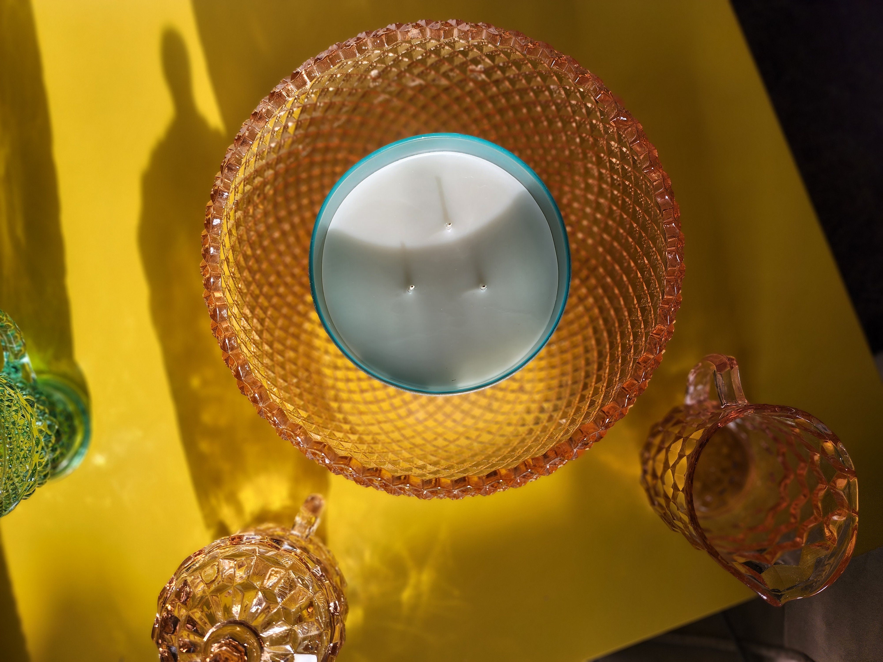 1930s Mini Punch Bowl, Diamond Cut Miss America Pink Depression Glass ...