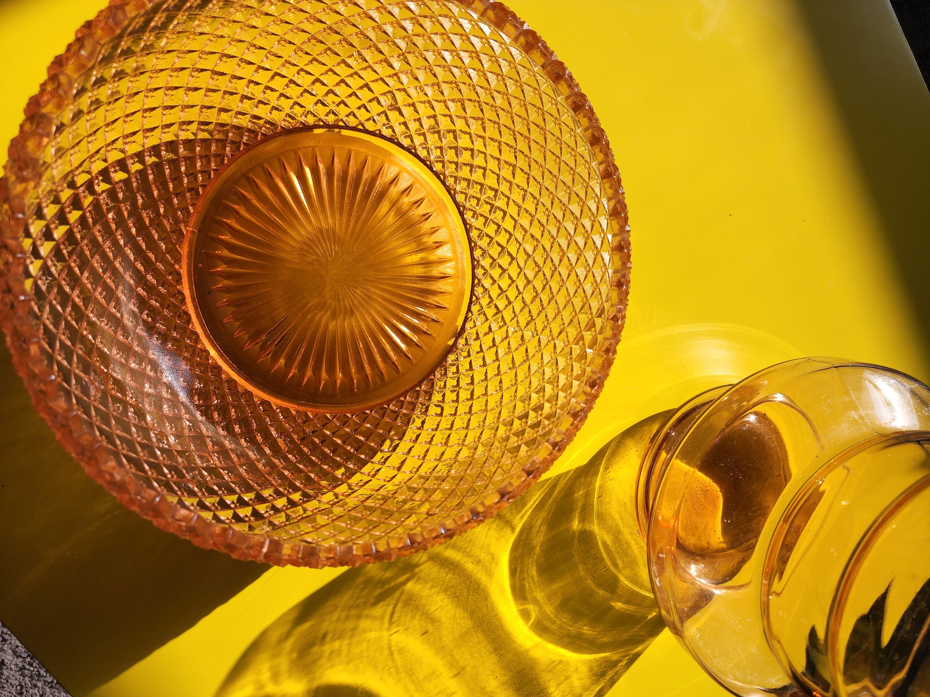 1930s Mini Punch Bowl, Diamond Cut Miss America Pink Depression Glass ...