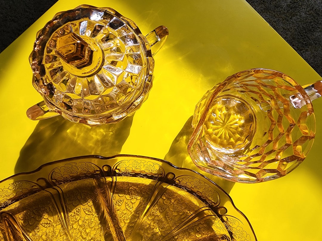 Pink "princess Diana" Depression Glass Genuine Jeanette Complete Set ...