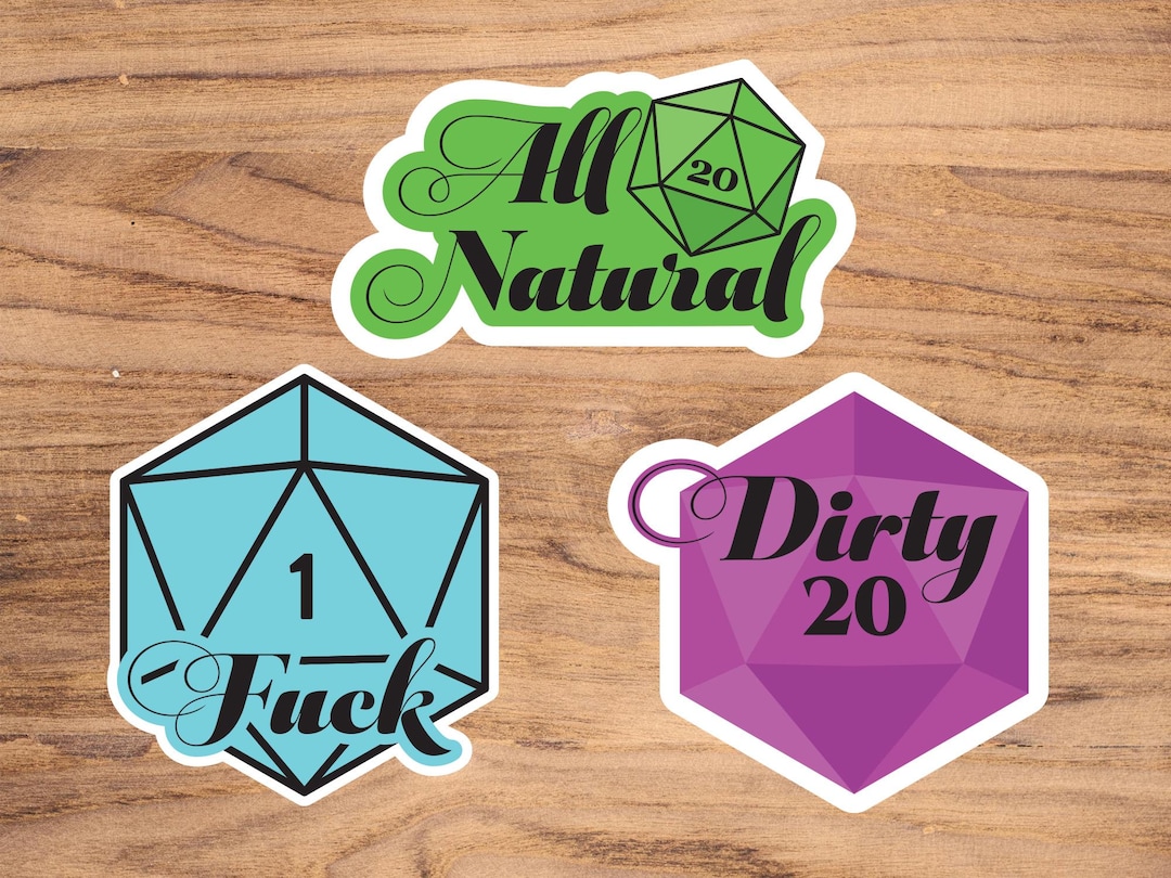 Dnd Dice Sticker, Nat 1, Nat 20, Dirty 20 - Etsy