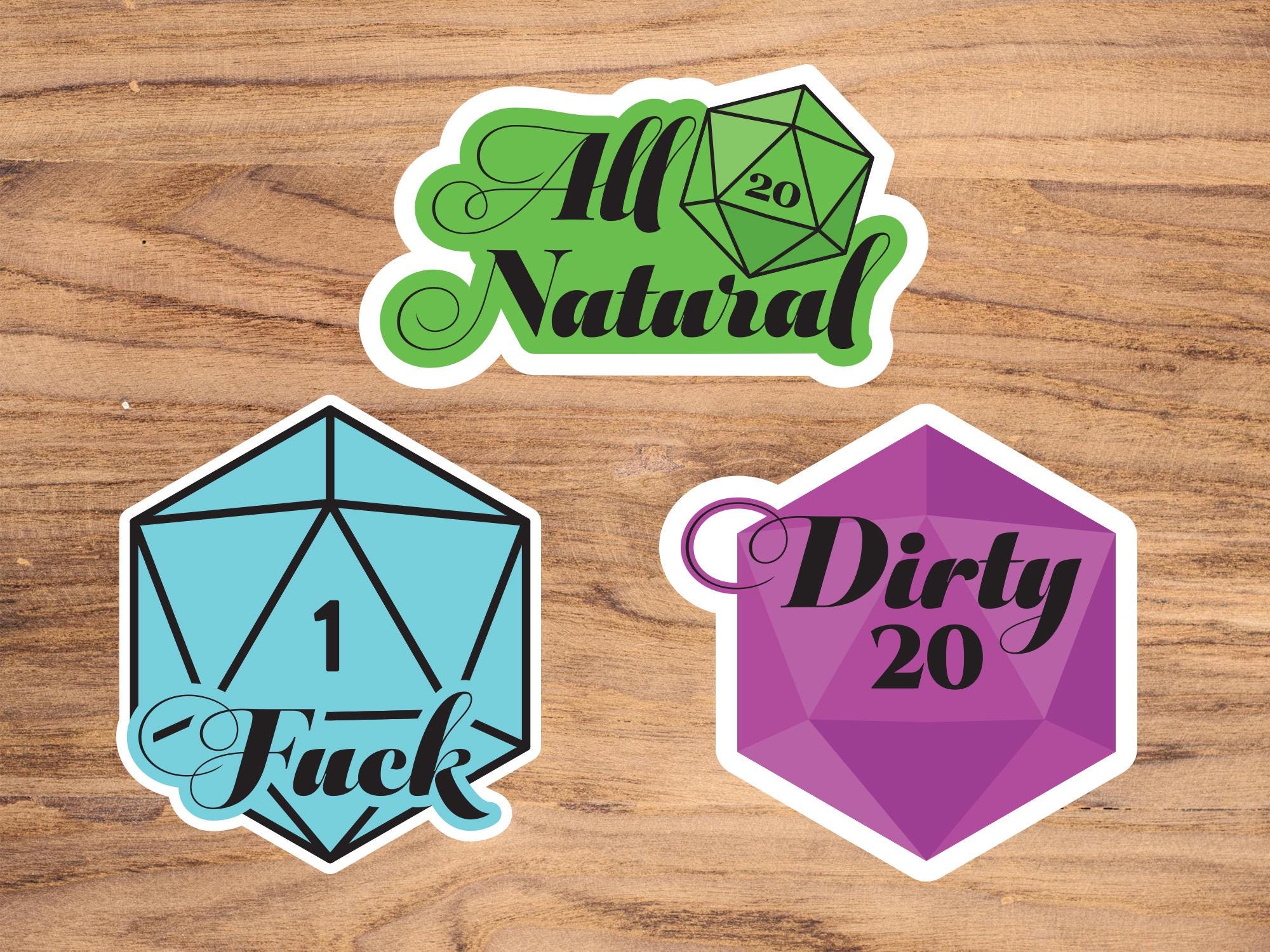 Dnd Dice Sticker, Nat 1, Nat 20, Dirty 20 - Etsy
