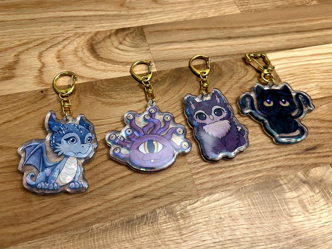 Dnd Monster Charm, Keychain, Owlbear, Displacer Beast, Beholder, Dragon ...
